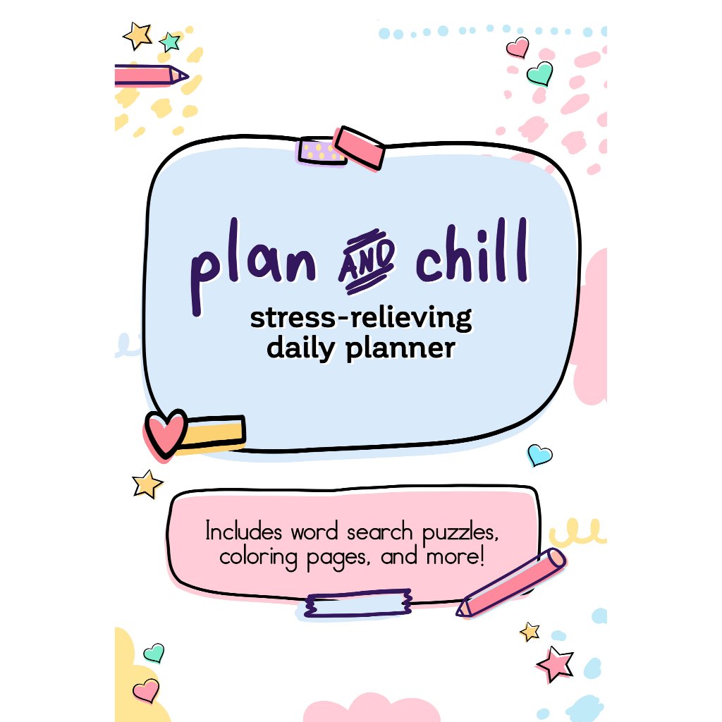 Plan & Chill: Stress-Relieving Daily Planner - Includes Word Search ...