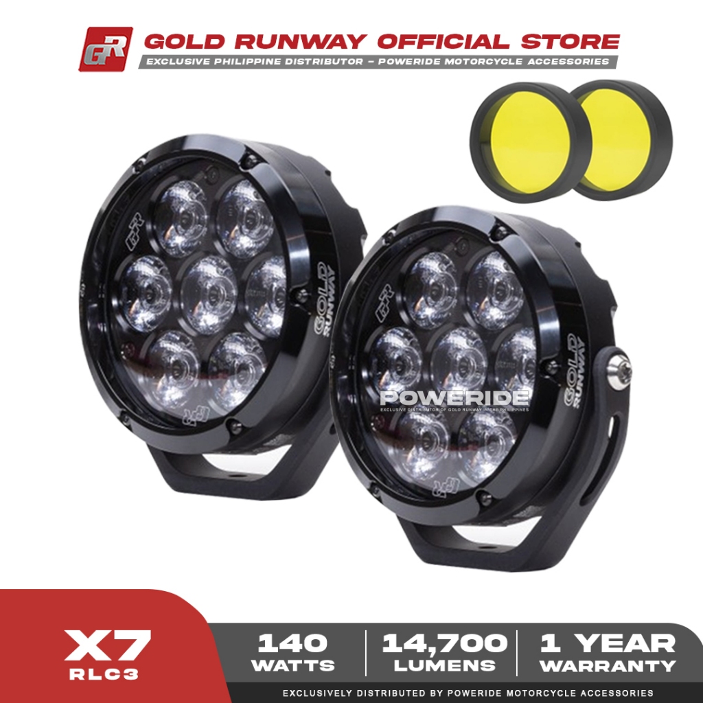 GOLD RUNWAY OFFICIAL GR-X7 140watts Motorcycle Auxiliary LED Lights ...