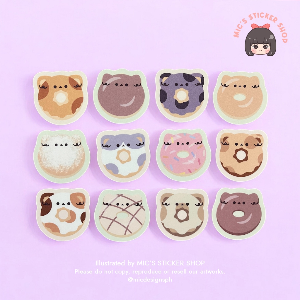Neko Kreme Donut Vinyl Sticker Pack (6pcs) | Waterproof Laptop Journal ...