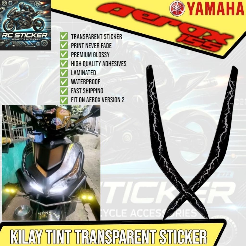 YAMAHA AEROX VERSION 2 155 KILAY TINT TRANSPARENT STICKER ACCESSRIES ...