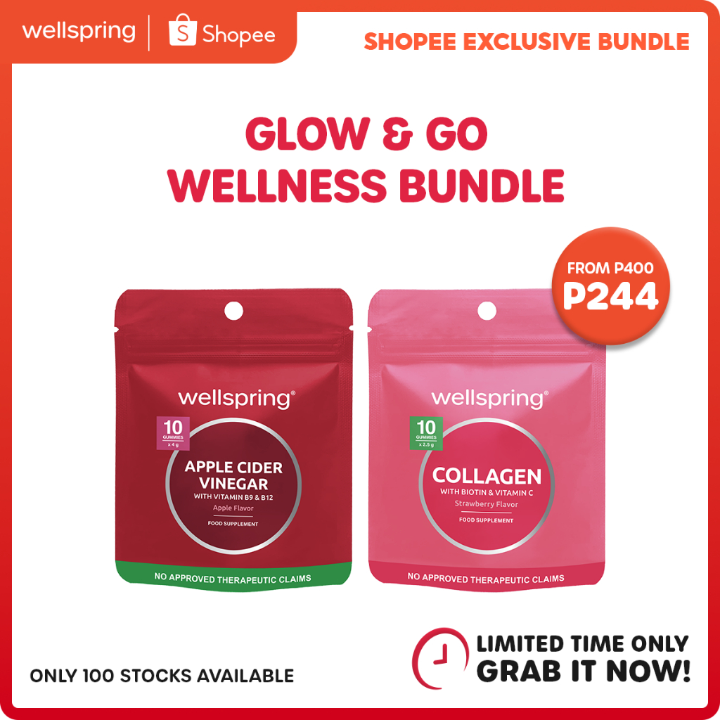 Wellspring 10pcs Apple Cider Vinegar Gummies Pouch ACV + 10PCS Collagen ...