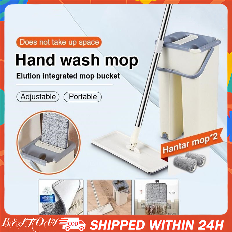360 Spin Self Wash Floor Mop Squeezer Wet Dry Heavy Duty Flat Mops With ...