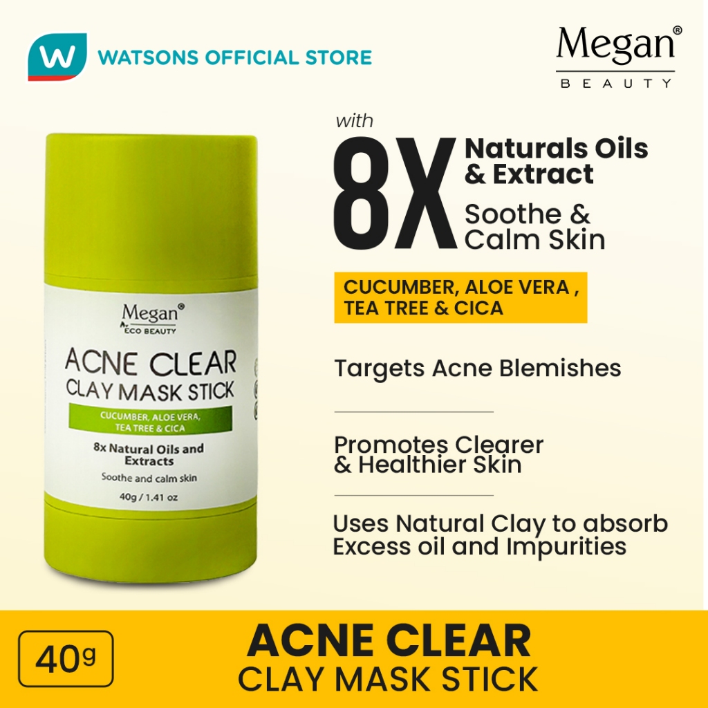 MEGAN Eco Beauty Acne Clear Clay Mask Stick 40g | Shopee Philippines