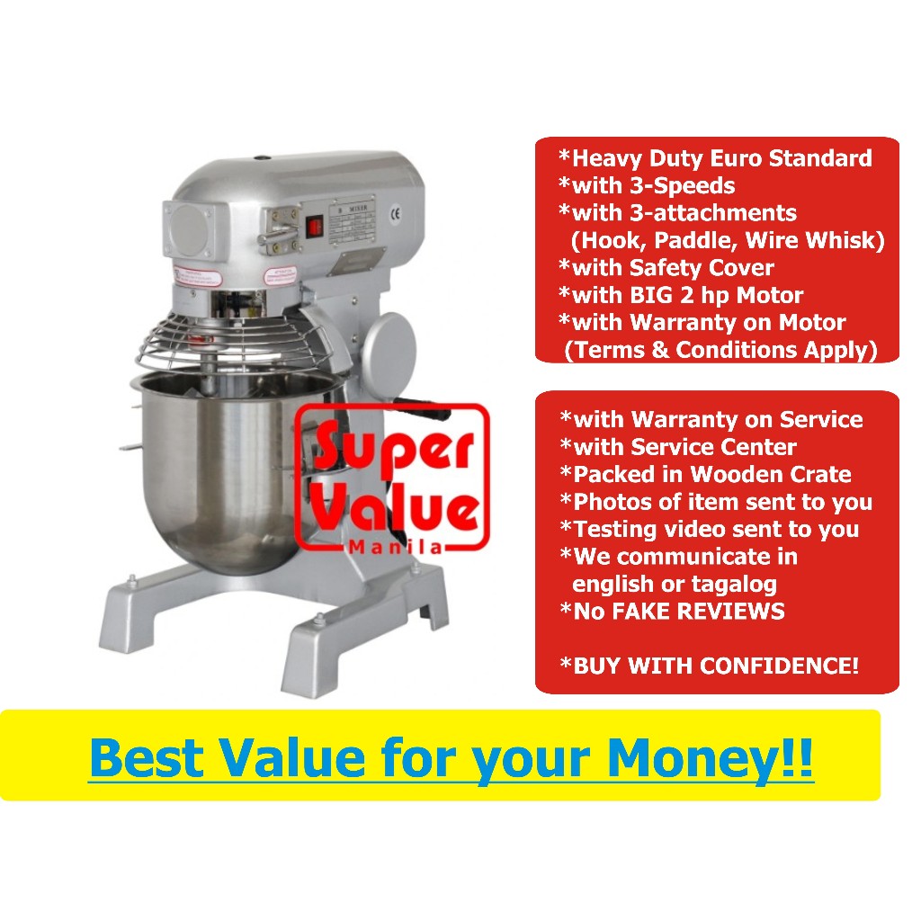 Planetary Cake Mixer 30L 3-Speed with 3-Attachments and Safety Grille ...