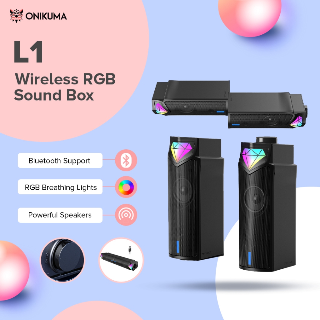 Onikuma L1 RGB Computer Speaker Portable Sound Box with 2-in-1 Portable ...