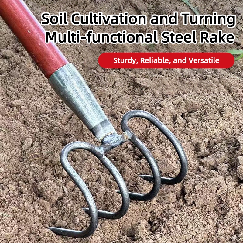 Gardening Tools Weeding Uprooting Tool 4 Teeth Steel Forged Pine Earth ...