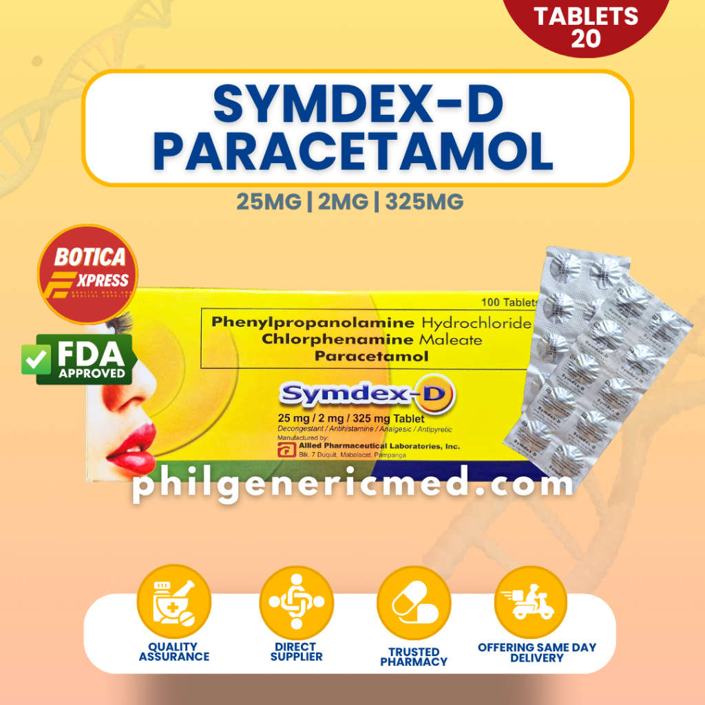 Symdex D Paracetamol (20 Tablets) 325MG | Shopee Philippines