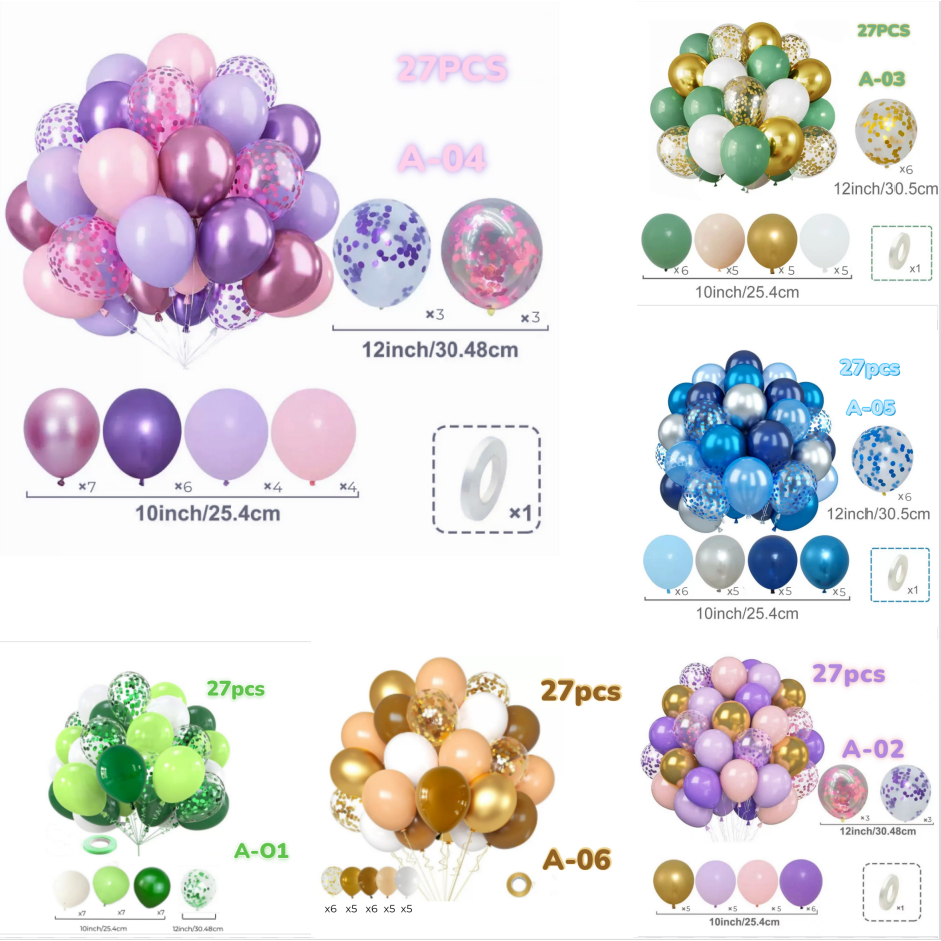 Lilian 12 inch 27pcs balloon set party decoration for brithday ...