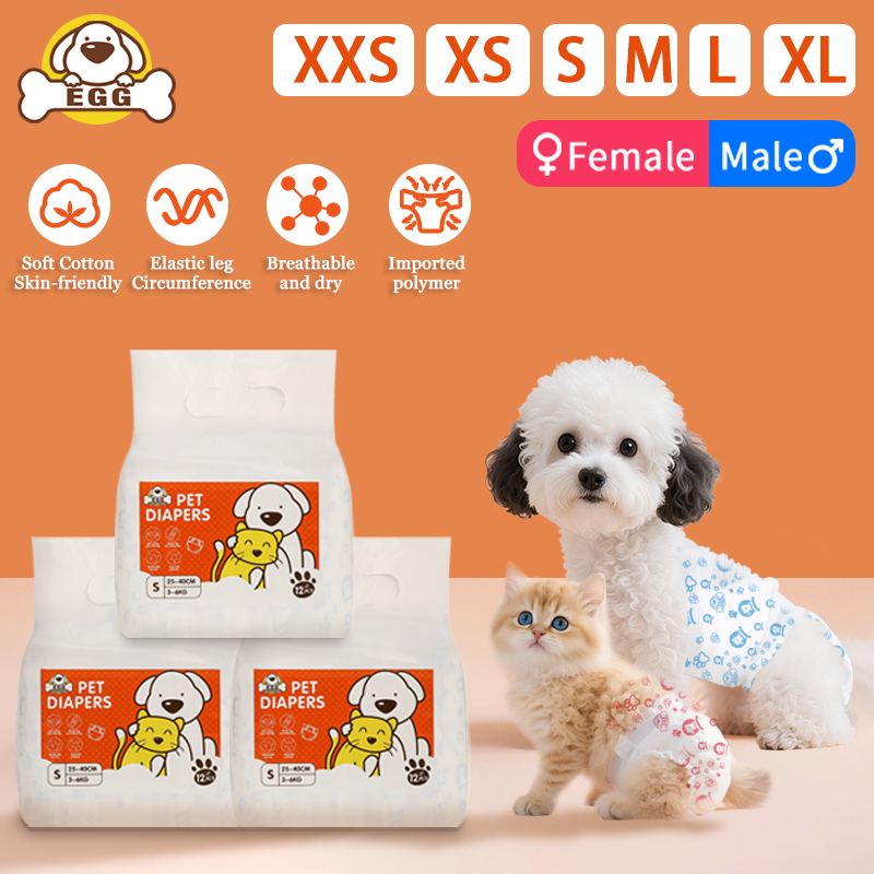【EGG】 Pet Diapers Dog Cat Diapers 12PCS/10PCS Absorbent Quick ...
