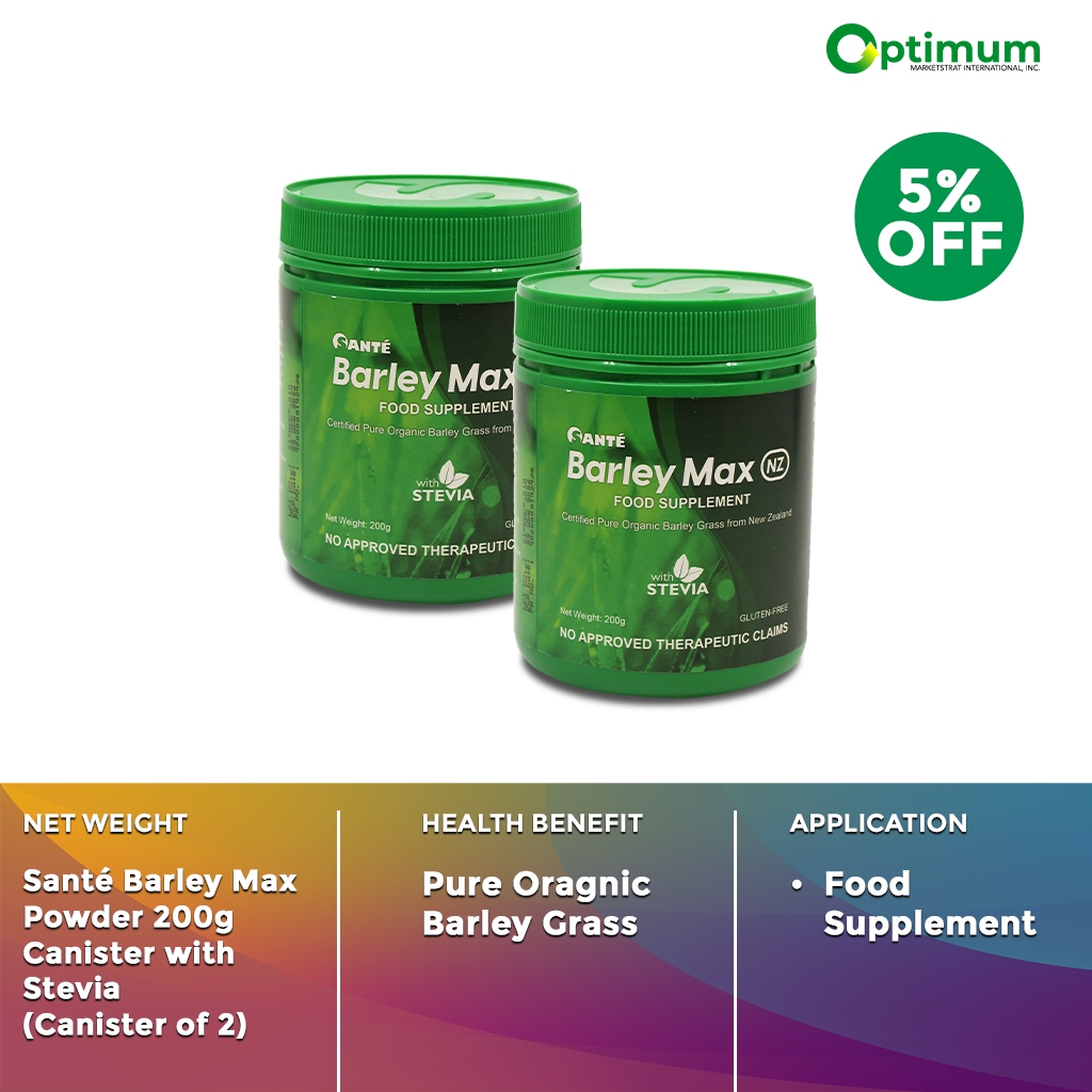 Sante Barley Max Powder 200g canister with Stevia Certified Organic ...