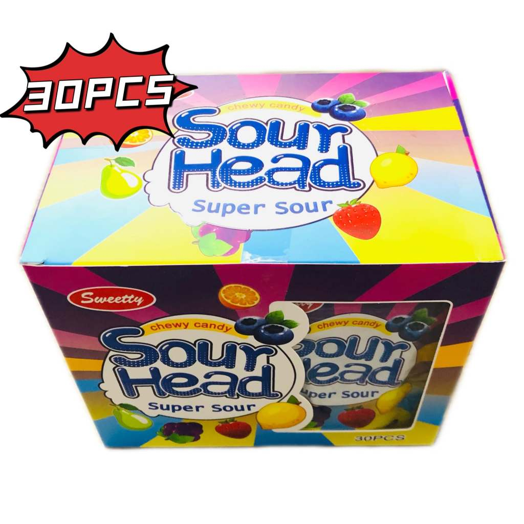 30PCS/1BOX SOUR HEAD SUPER SOUR CHEWY CANDY | Shopee Philippines