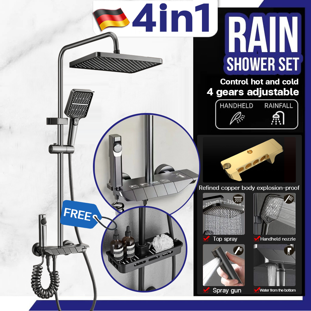 Shower set 4 in1 Stainless Steel Shower Set with Faucet bidet Control ...