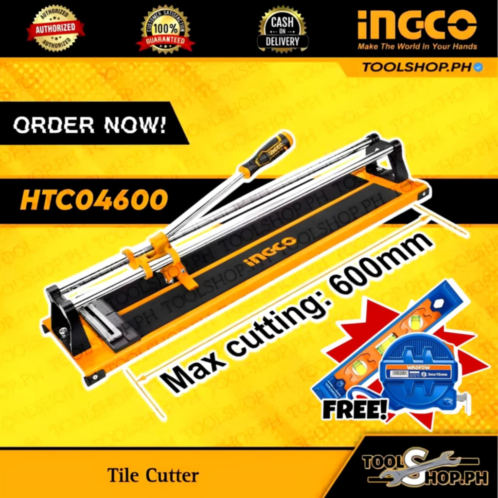 INGCO Manual Tile Cutter 600mm HTC04600 Free Tape 3m & Level bar ...