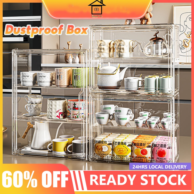 Magnetic Dustproof Cup Display Case Kitchen Storage Rack Cup Holder ...