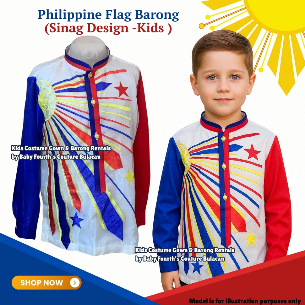 Buwan ng Wika Traditional Philippine Flag Sinag Barong Tagalog for Kids ...