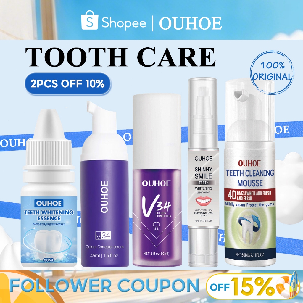 OUHOE Teeth Whitening Toothpaste Oral Cleaner V34 Colour Corrector Mousse Dentistry Bleaching ...