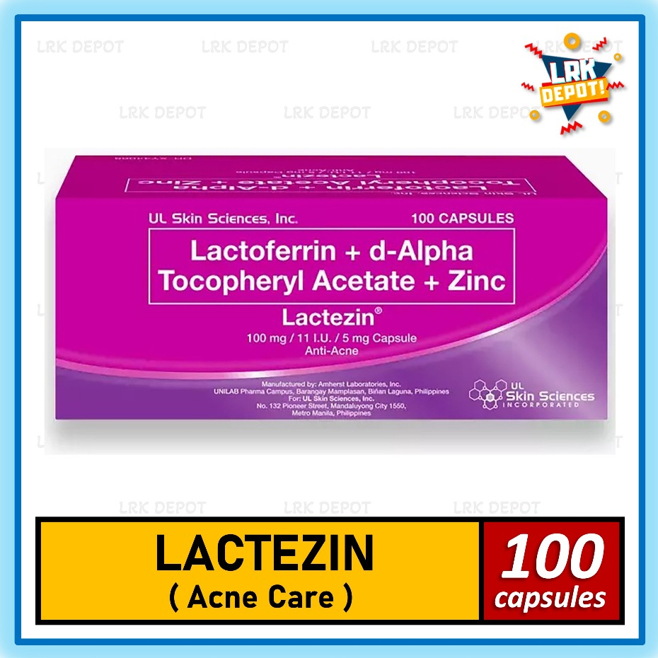 Lactezin Anti-Acne 100 capsules (Lactoferrin + Vitamin E + Zinc ...