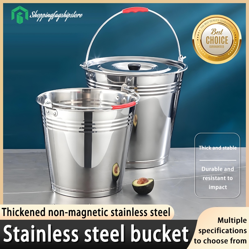 A 304 Stainless Steel Water Bucket Sturdy Leakproof Container for Home ...