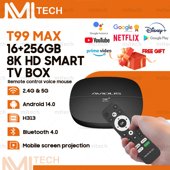 T99 MAX 16+256GB 8K HD Smart TV Box 2.4&5G dual wifi Android 14 BT4.0 Allwinner H313 Android tv ...