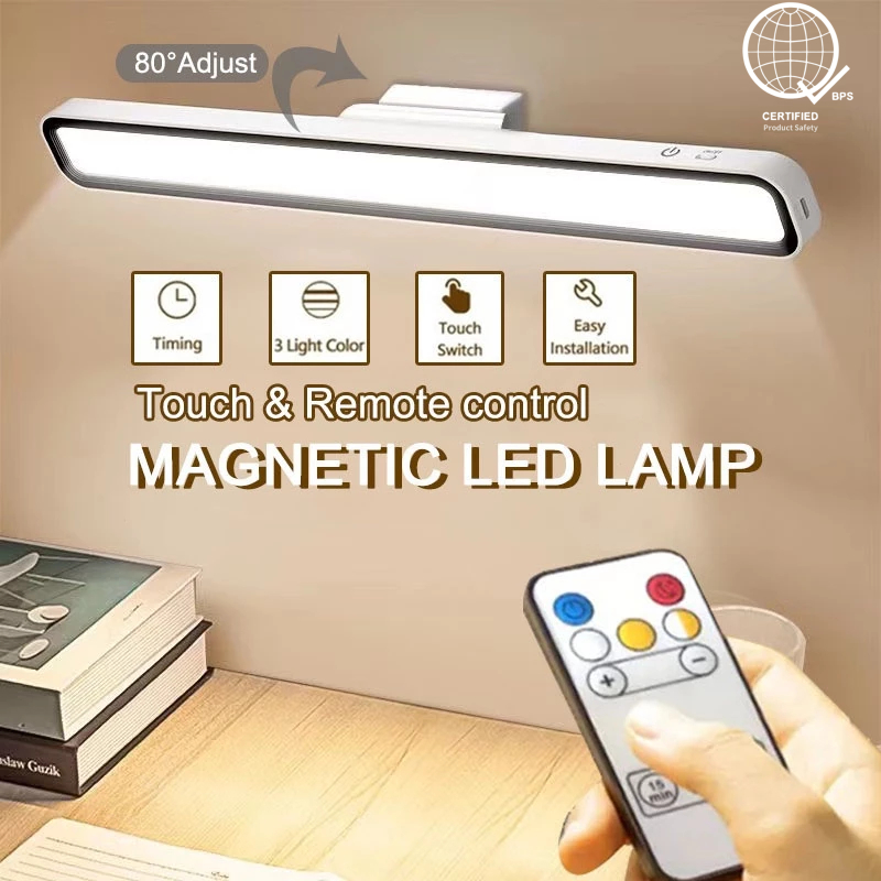 NG Magnetic Hanging LED Table Lamp Chargeable Stepless Dimming Desk Lamp Cabinet Light Night ...