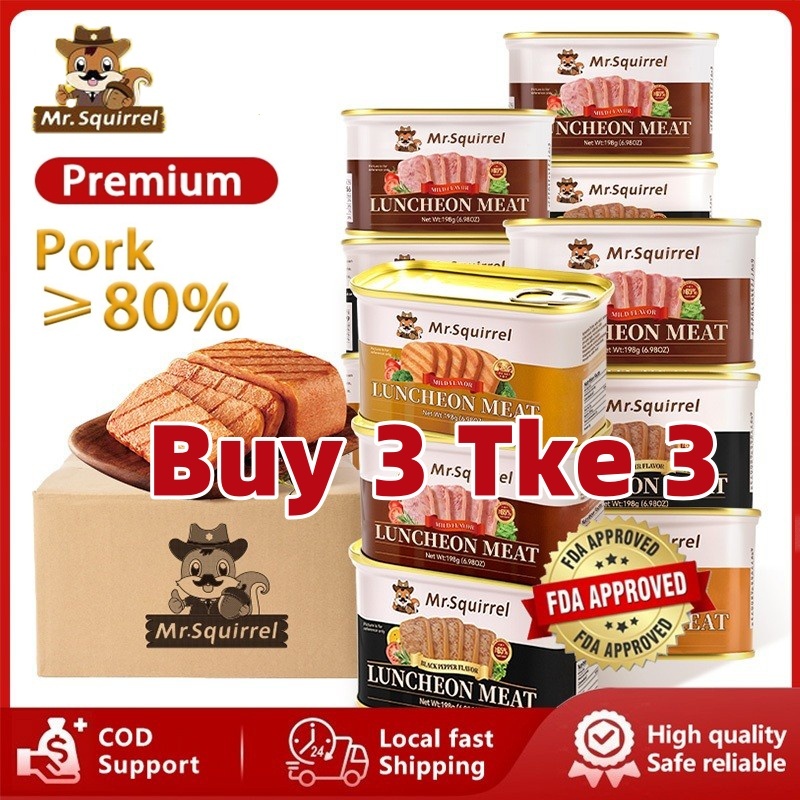 MR.Squirrel Luncheon Meat Original 340g Pork Chicken Black Pepper ...