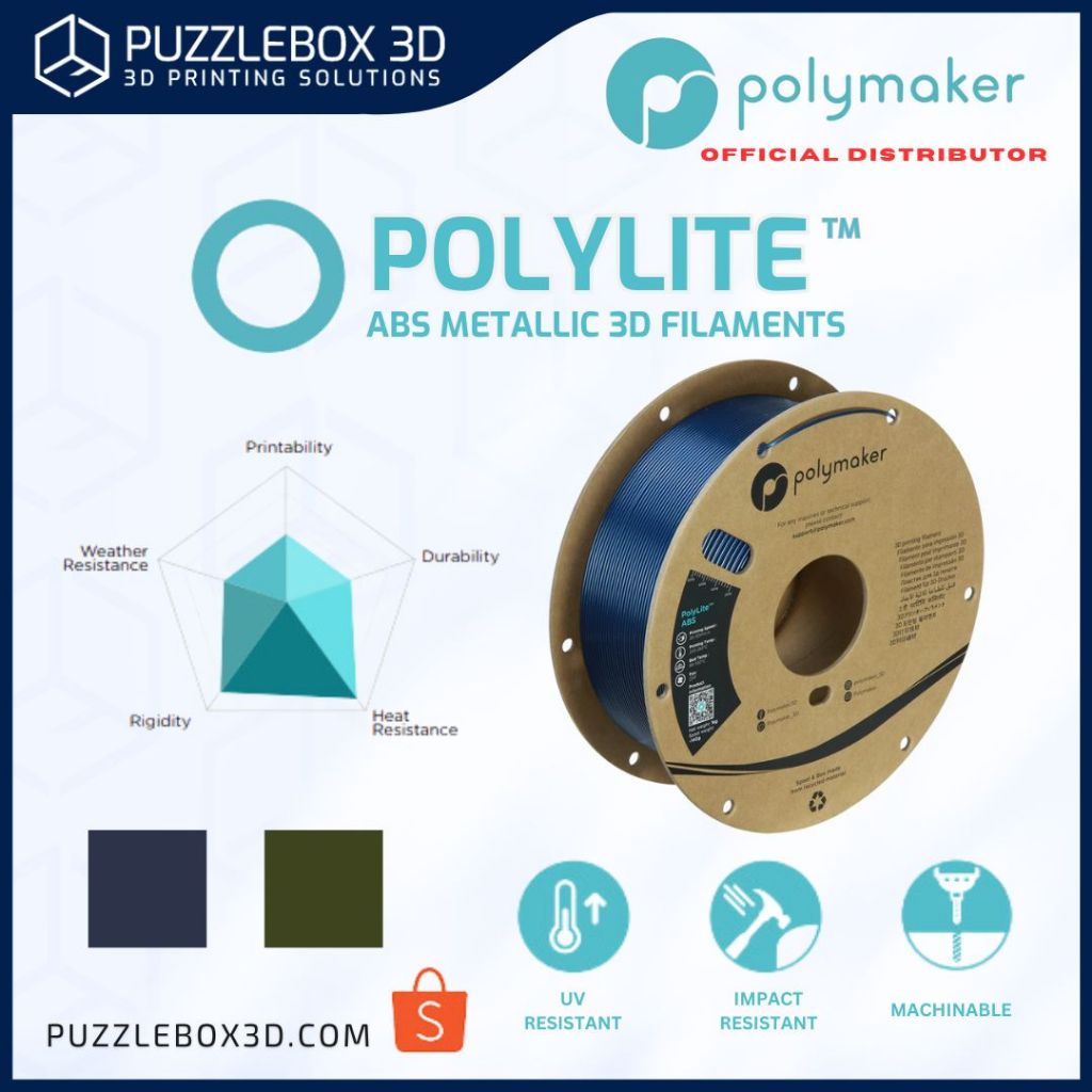 Polymaker PolyLite ABS Metallic 3D Printing Filament Strong Durable ...