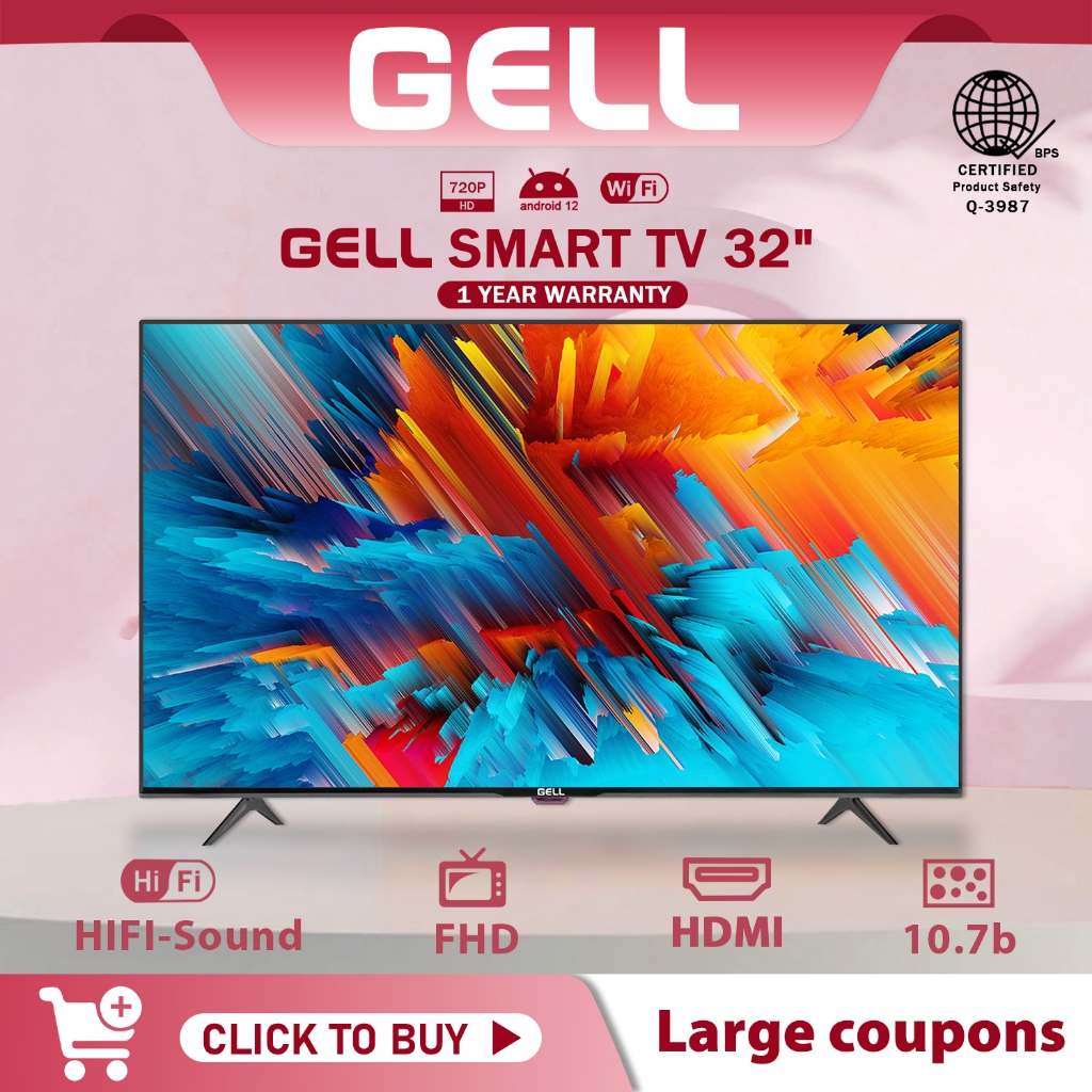 GELL Smart TV 32 Inch Slim Flat Screen Android TV 32 Inch | Shopee Philippines