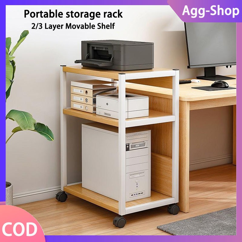 Mobile Printer Shelf Stand with Wheels Office Bracket 2/3Layer Storage ...