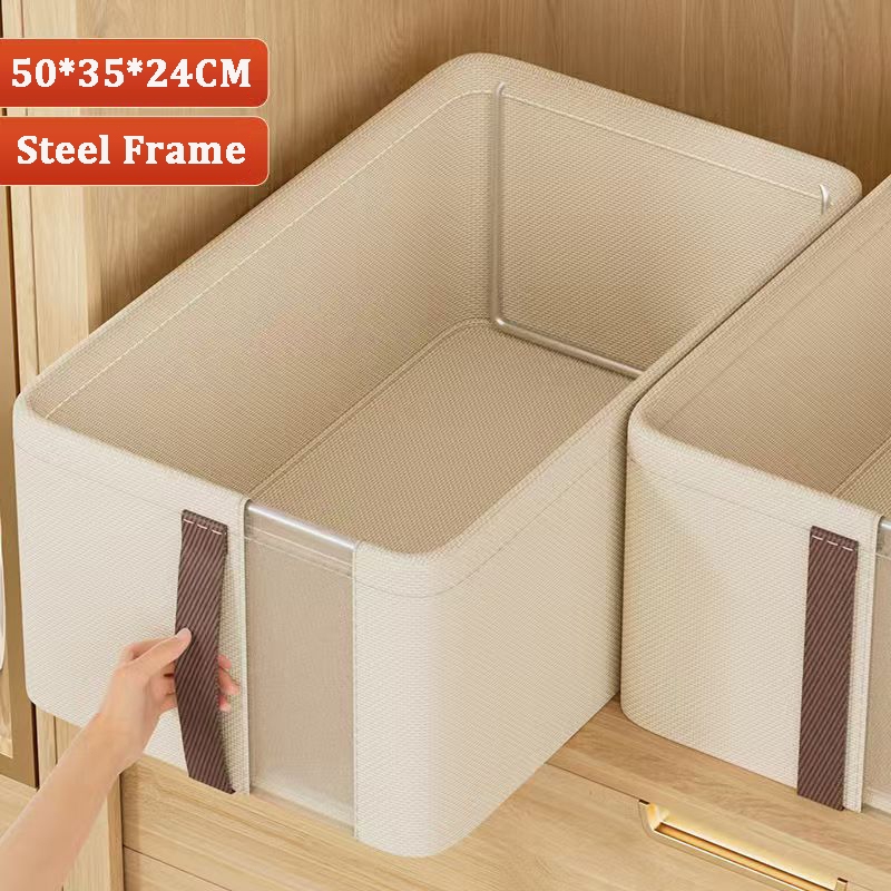 Large Foldable Storage Box Steel Frame Storage Box with cover Cabinet ...