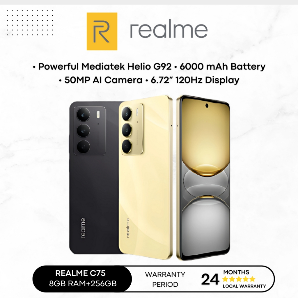 Realme C75 5G | 8GB RAM + 256GB ROM | 6.72” 120Hz Display | 50MP AI ...