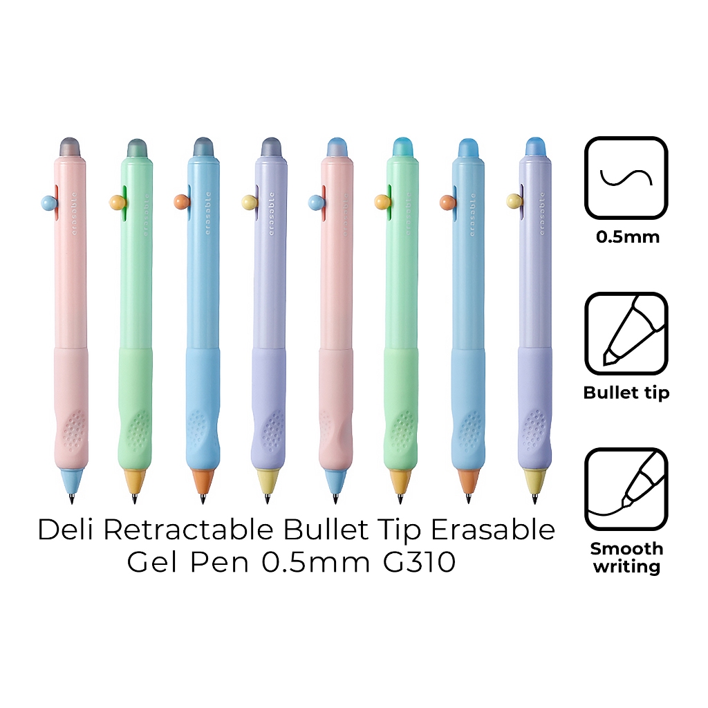 Deli G310 Retractable Bullet Tip Erasable Gel Pen 0.5mm | Shopee ...