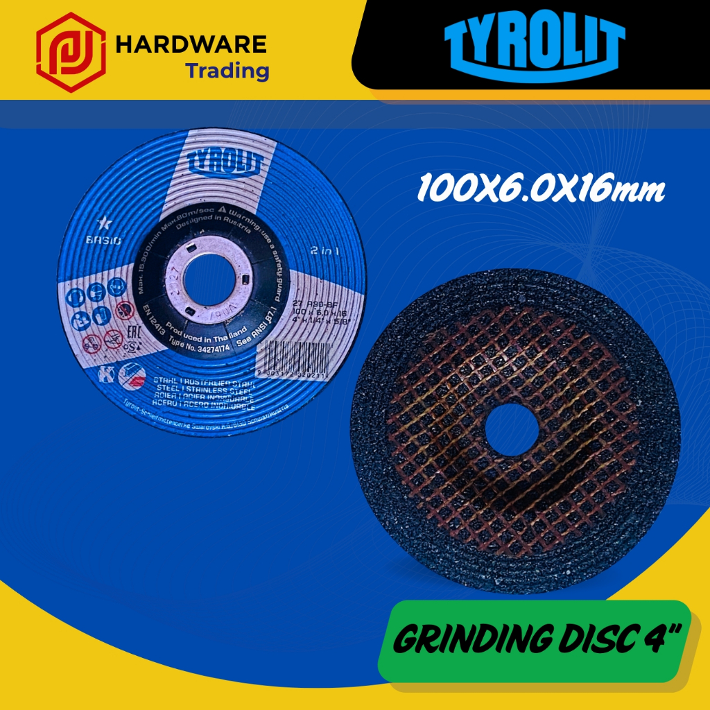 TYROLIT GRINDING DISC 4" ( 1PC) HEAVY DUTY- TOOLS | Shopee Philippines