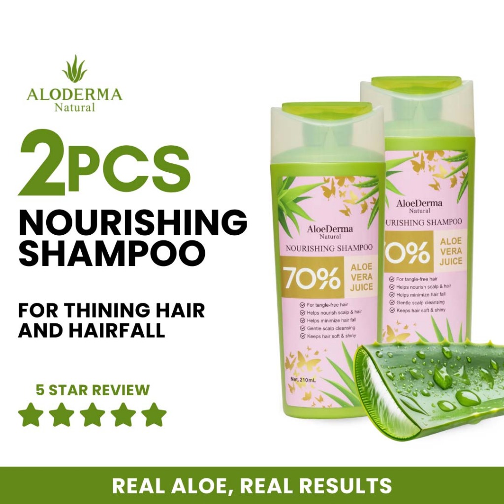 Aloe Derma Shampoo 210ml- 70% Organic Aloe Vera Anti-Hair Fall 2pcs Set ...