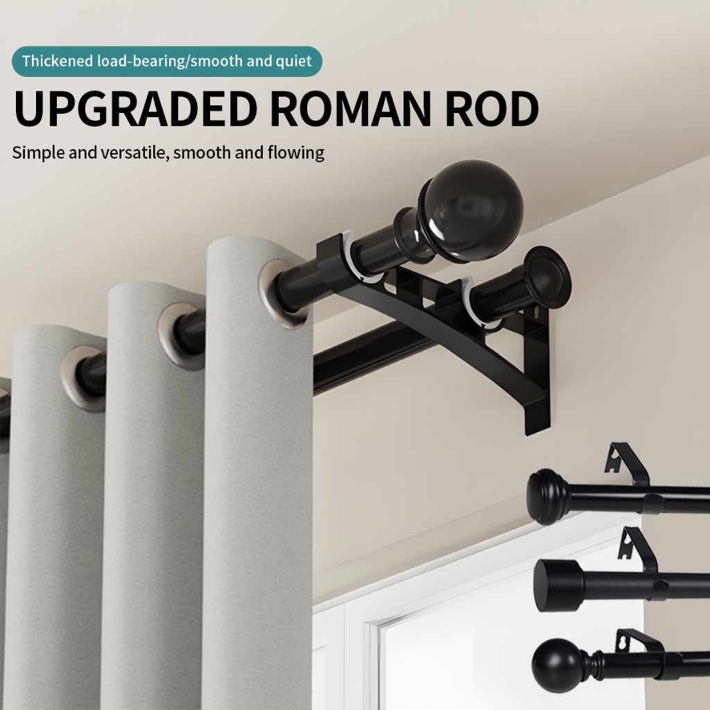 Double rod extendable curtain rod modern roman rod retractable shower ...