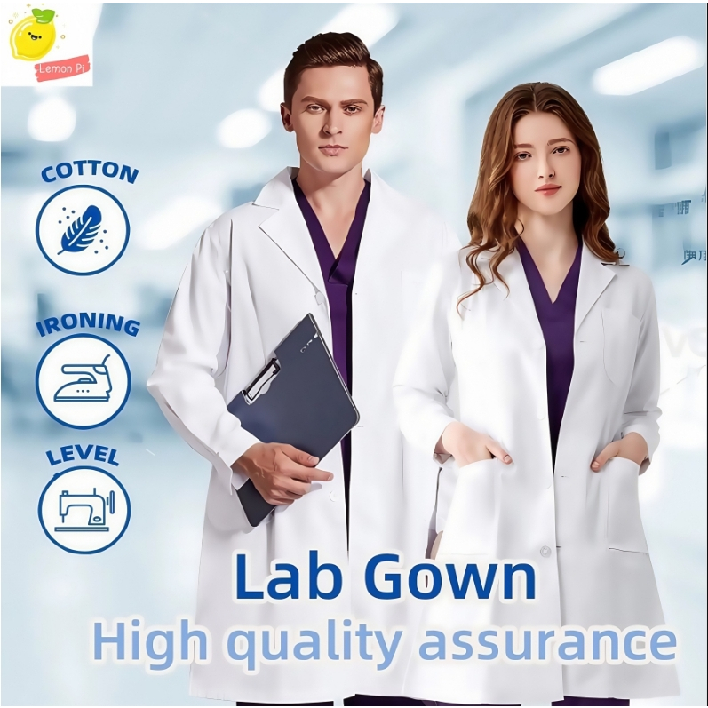 Lab Gown White Coat M-XL All Size Long Sleeve For Students Unisex ...