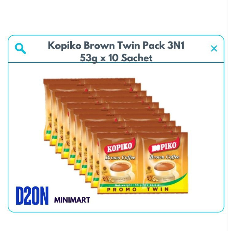 Kopiko Brown - Twin Pack 3-in-1 Coffee Mix (53g x 10 Sachets) | Shopee ...