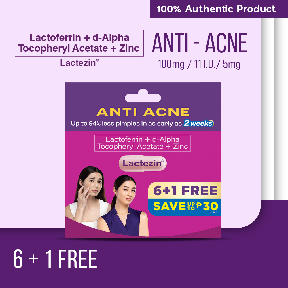 Lactezin 100mg Anti-Acne 6s + FREE 1 capsule | Shopee Philippines