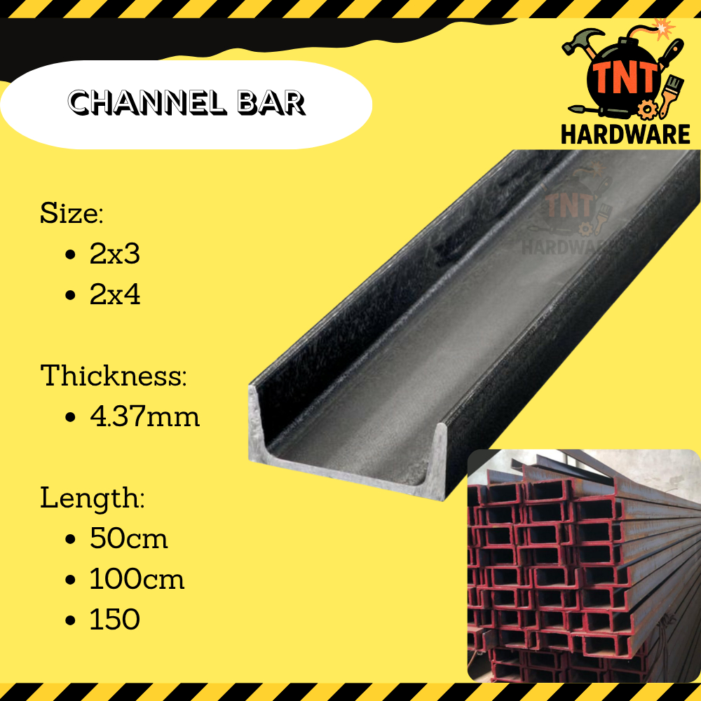 Channel Bar Heavyduty 4.37mm Size 2x3", 2x4" Per 1 FT - 4.9FT | Shopee ...