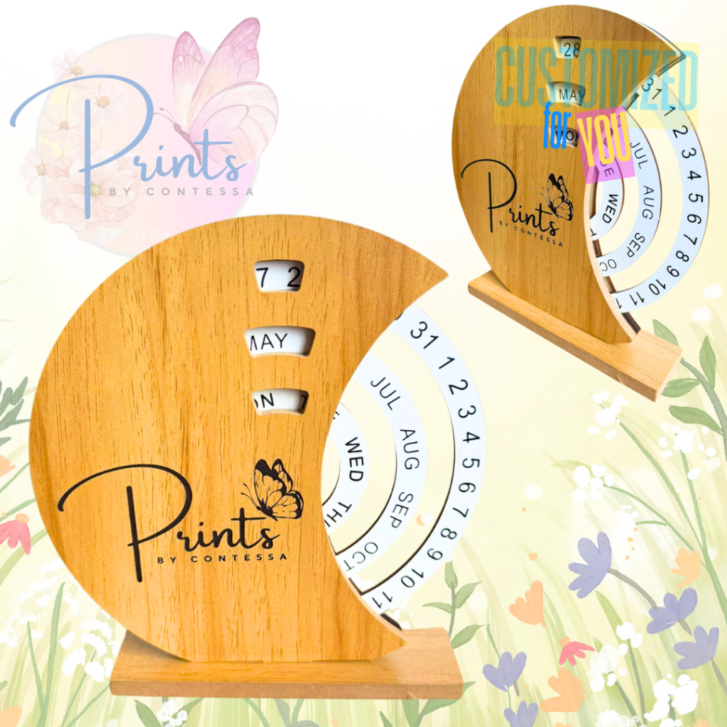 Personalized Laser Engraved Rotating Calendar in Bamboo Material ...