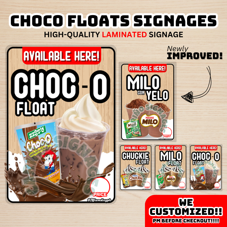 Laminated - CHOC O Float Drinks Signages | Dutchmill-float Signages ...