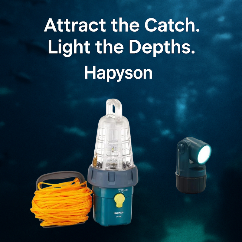 Hapyson YF-501 LED Underwater Fishing Light, Battery-Powered, Single Unit or w/ Aji Light ...