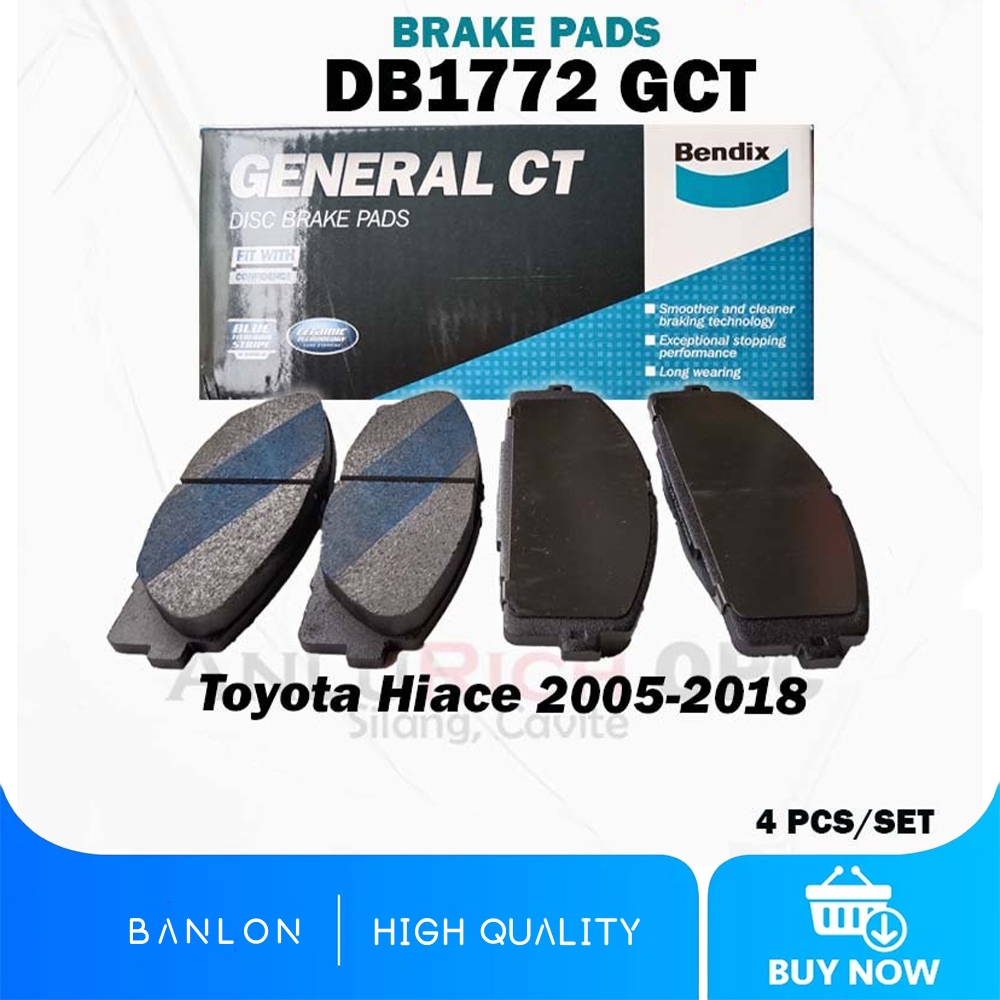 Brake Pads Front Toyota HiAce 2005-2018 BENDIX PART NO. DB1772 GCT ...