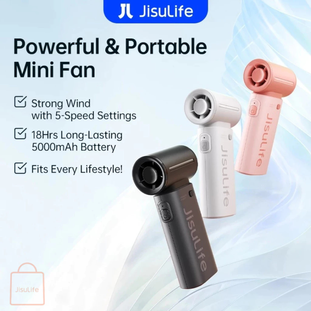 JISULIFE Handheld Fan Life9 Mini Portable Jet Fan Rechargeable USB Fans ...