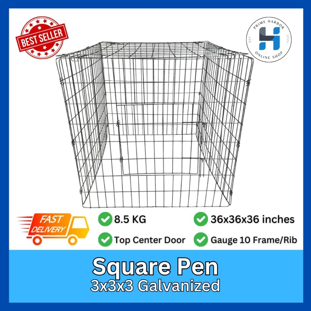 Heavy-duty Square Pen 3x3x3 Galvanized / Gauge 10 / Weighing 8.5 kg ...