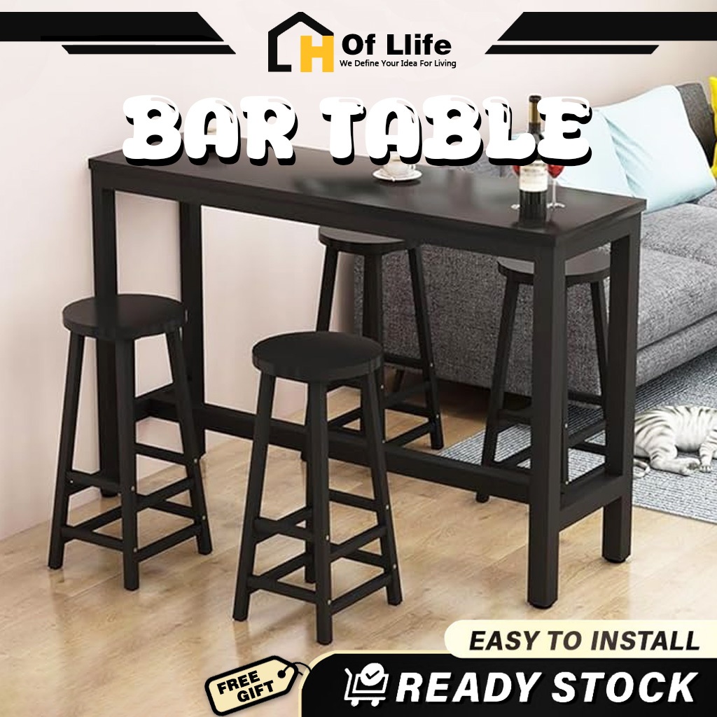 New simple long high table bar white black table home kitchen balcony ...