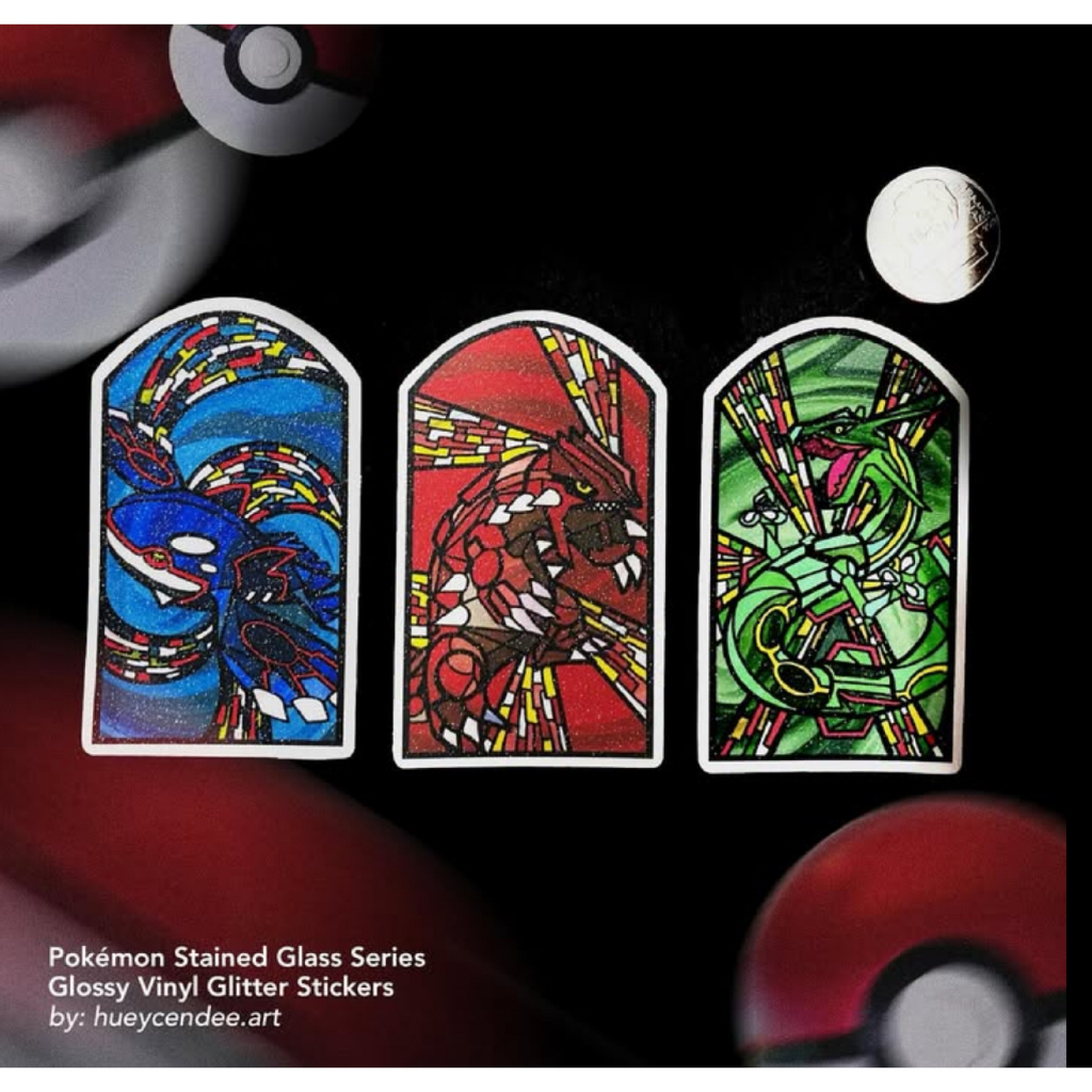 [Pokémon] Kyogre Groudon Rayquaza Stained Glass Vinyl Stickers by ...