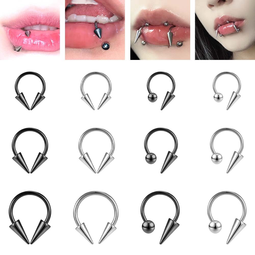 1 PC 16G Nose Septum Ring Horseshoe Lip Piercing Stainless Steel Round ...