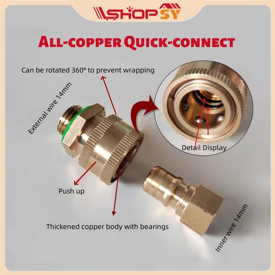 【COD】All-copper connector adapter all-copper quick connect nozzle M14 ...