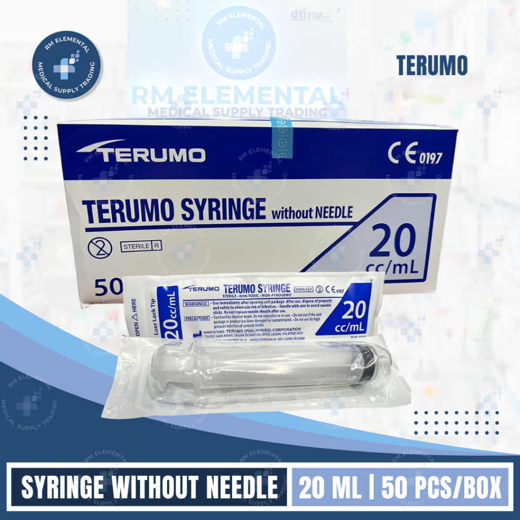 [ BOX ] TERUMO 20cc Syringe without needle Luer Lock Tip , 50s PER BOX | Shopee Philippines
