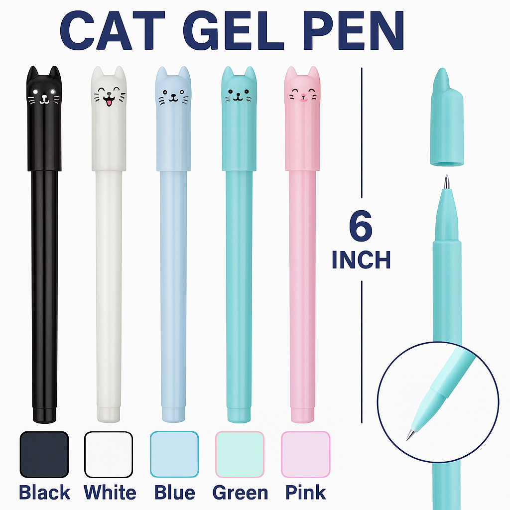 【Kids Christmas Gift Idea】Creative Cat Gel Pens Cute Cartoon Cat Gel ...